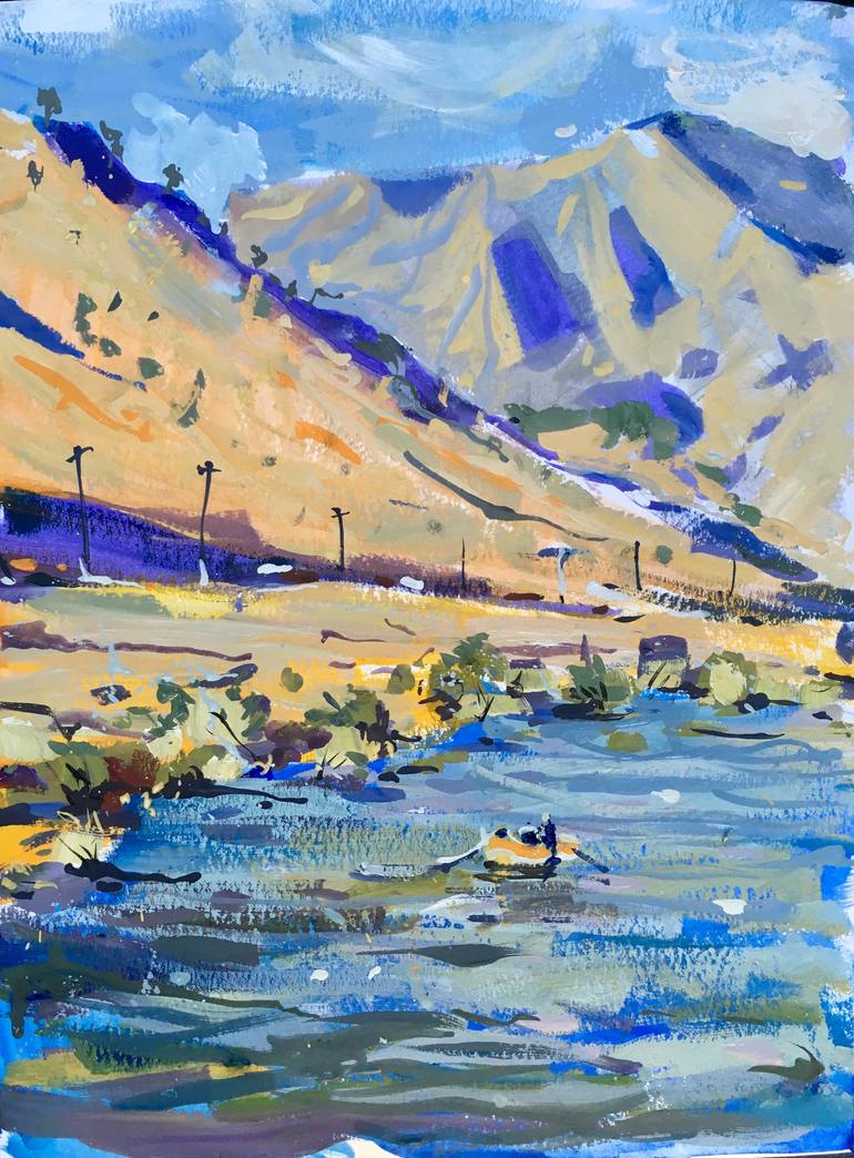 kern river rafting Painting by Gregory Radionov | Saatchi Art