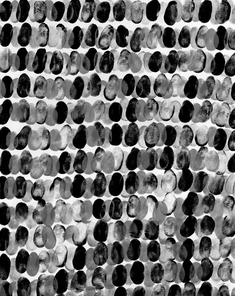 Black and White Fingerprints Painting by Eyal Gamili Holtzeker ...