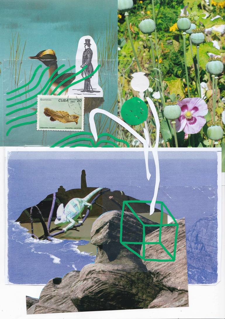 Collage Sketch with Chameleon Collage by Kerry Cleaver | Saatchi Art