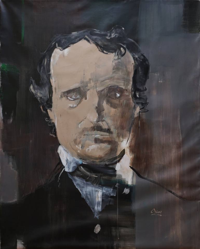 Portrait version of Edgar Allan Poe Painting by OSCAR ALVAREZ | Saatchi Art