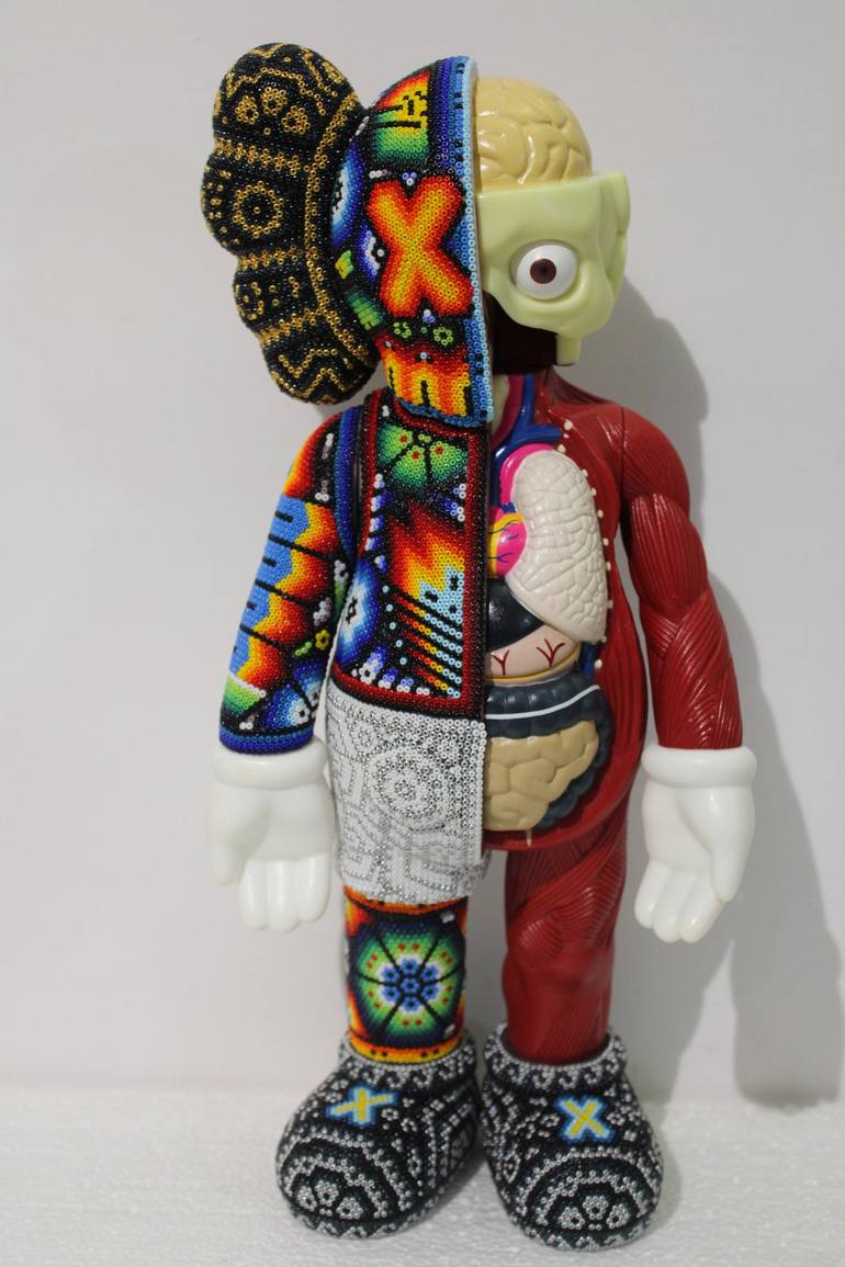Dissected Man from Huichol ALTERATION Series Sculpture by Rick Wolfryd ...