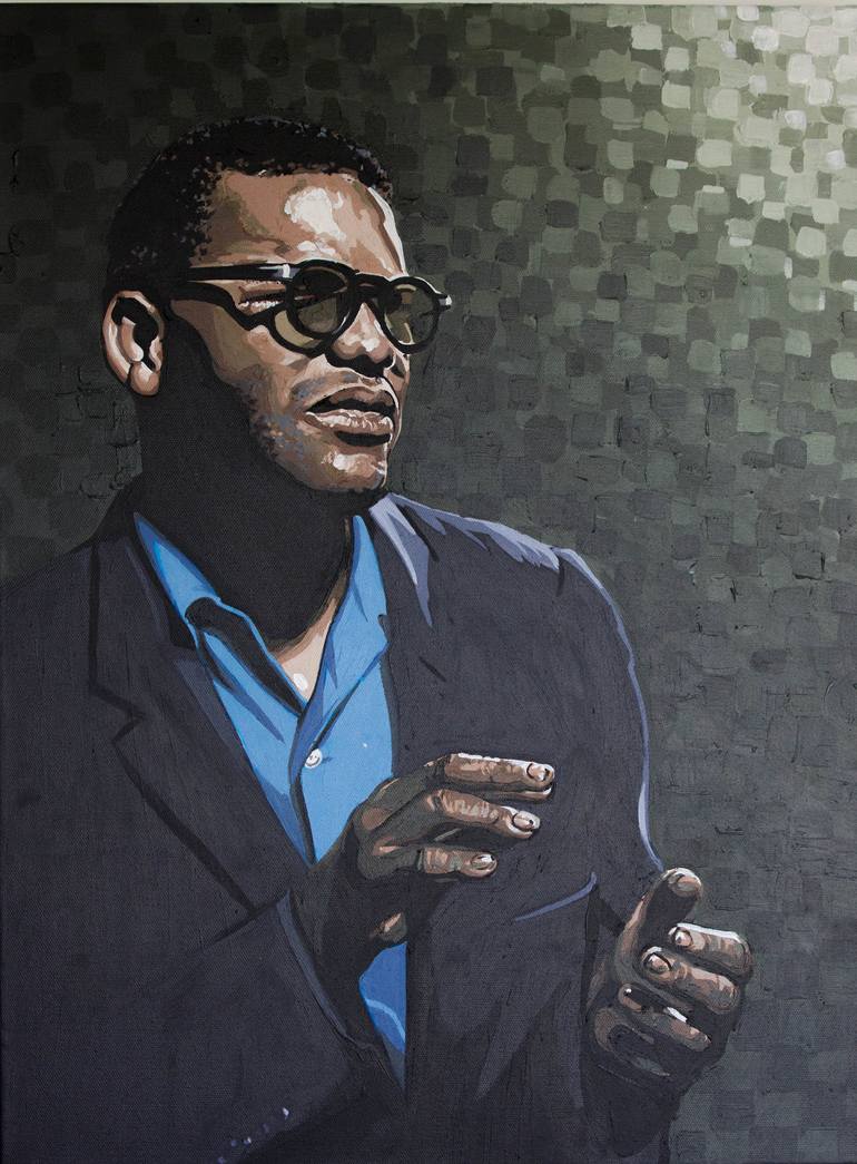 Ray Charles in the studio Painting by Phil Bower | Saatchi Art