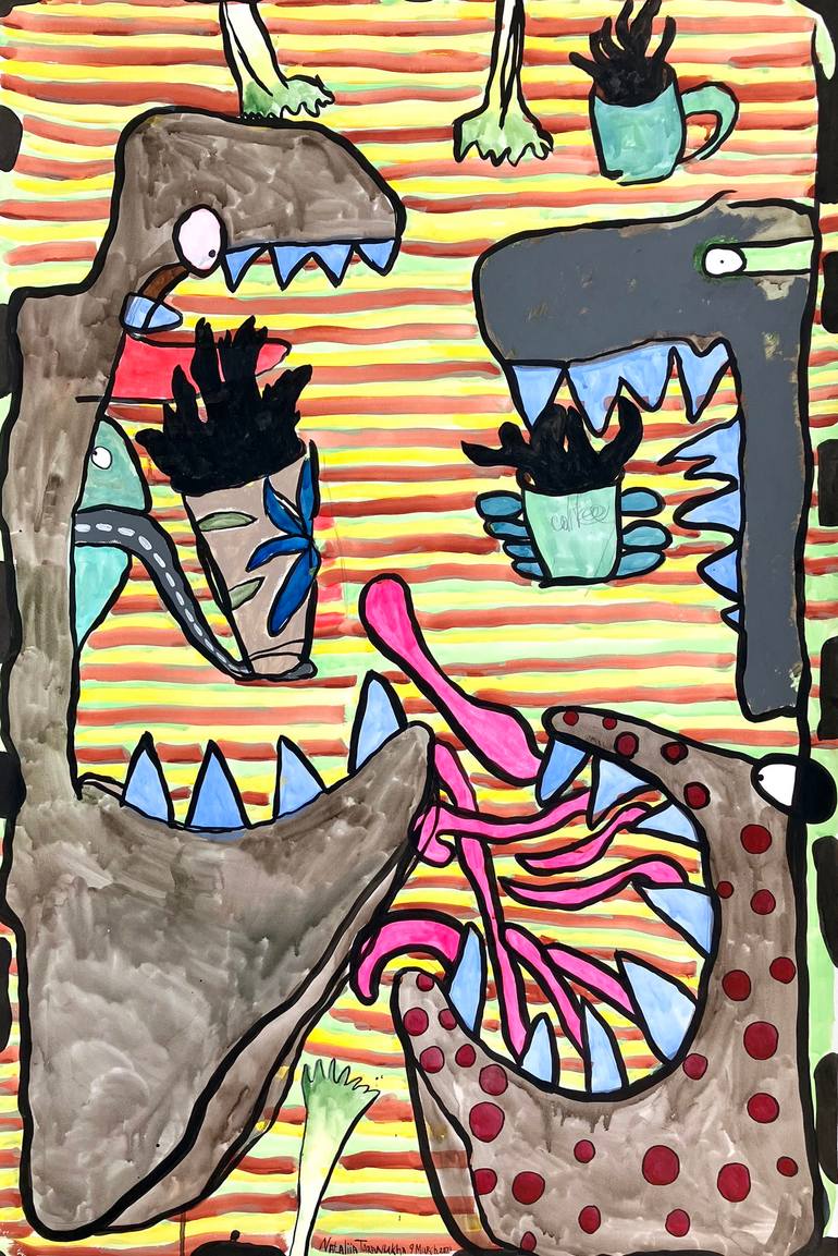 Coffee Talk Painting by Nataliia Taranukha | Saatchi Art