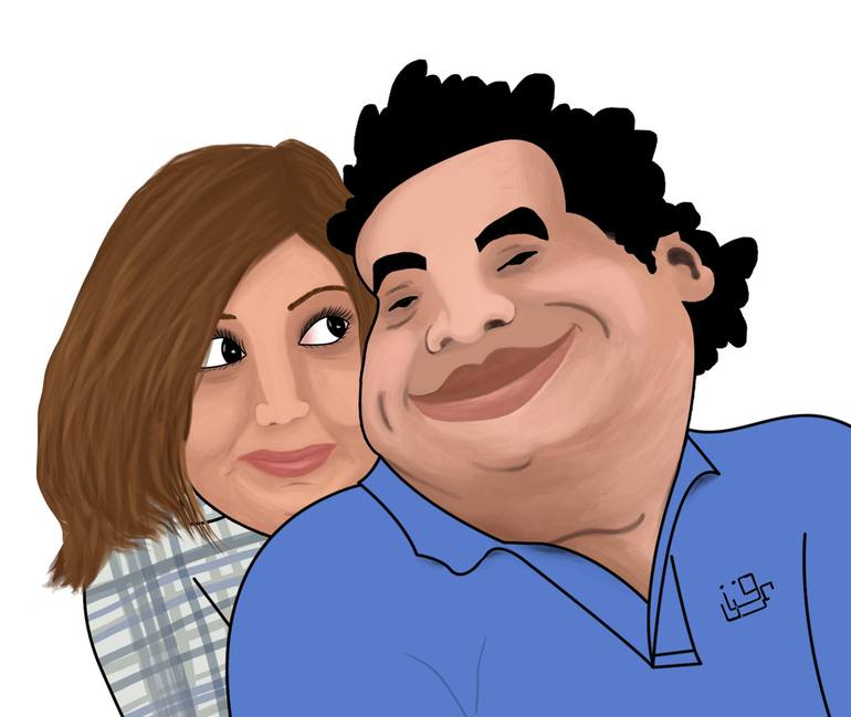 Salumeh & Amirali | manoto TV Drawing by Erfan Kooshesh | Saatchi Art