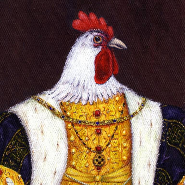Chicken King Painting by Karin Mear | Saatchi Art