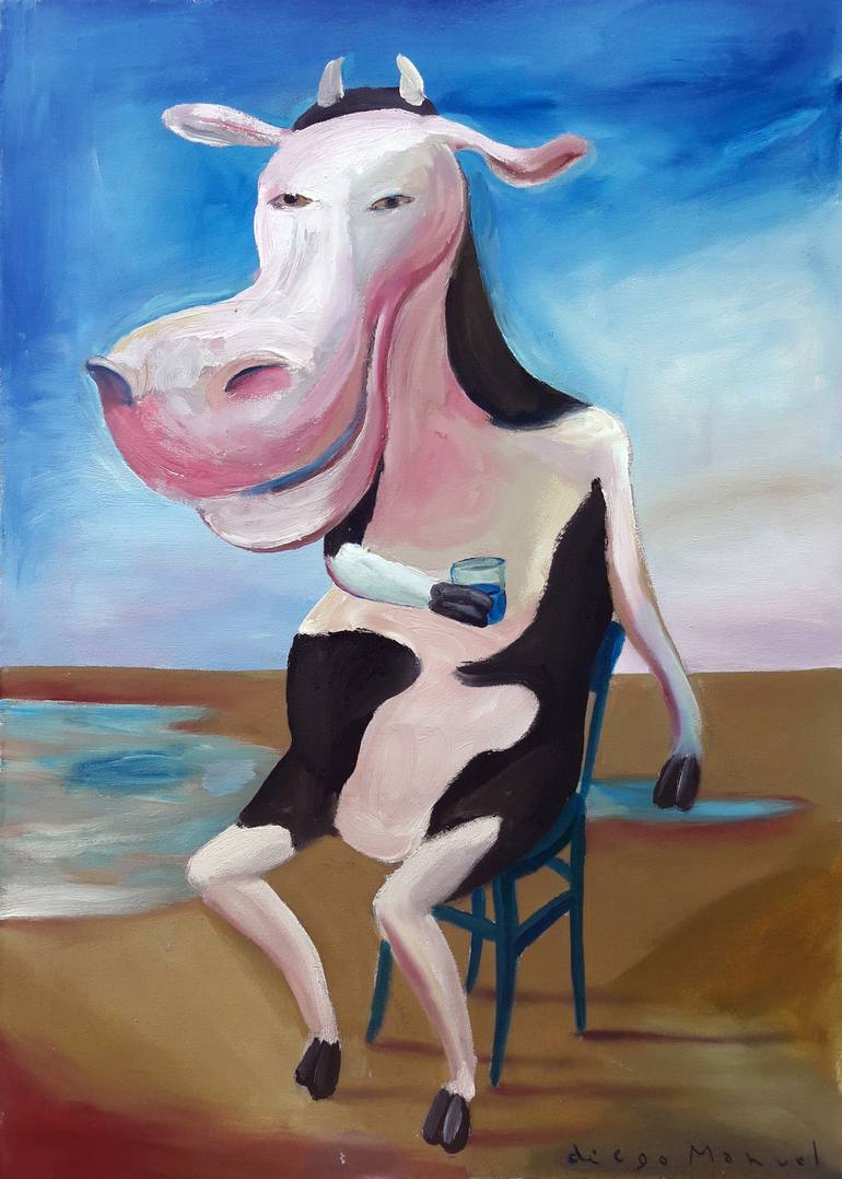 Drunk Cow 2 Painting by Diego Manuel Rodriguez | Saatchi Art