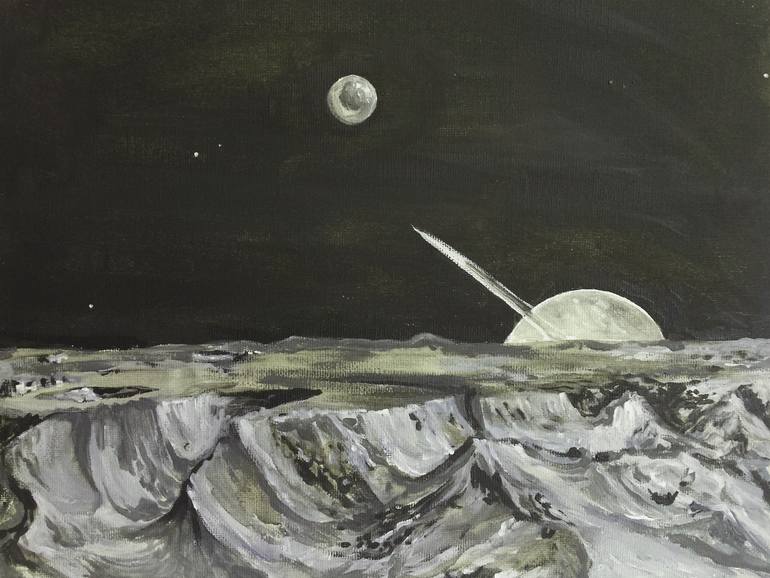 Alien Landscape Moon Painting by Ruxandra Pana R | Saatchi Art