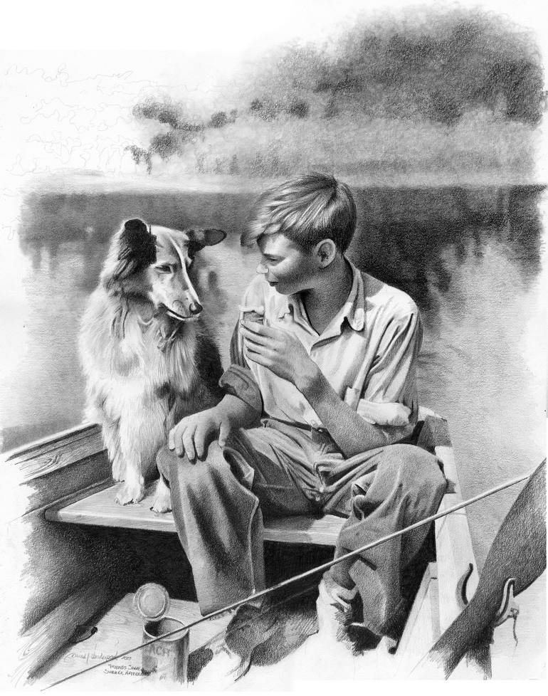 Summer Afternoon - Friends Share Drawing by David J Vanderpool ...