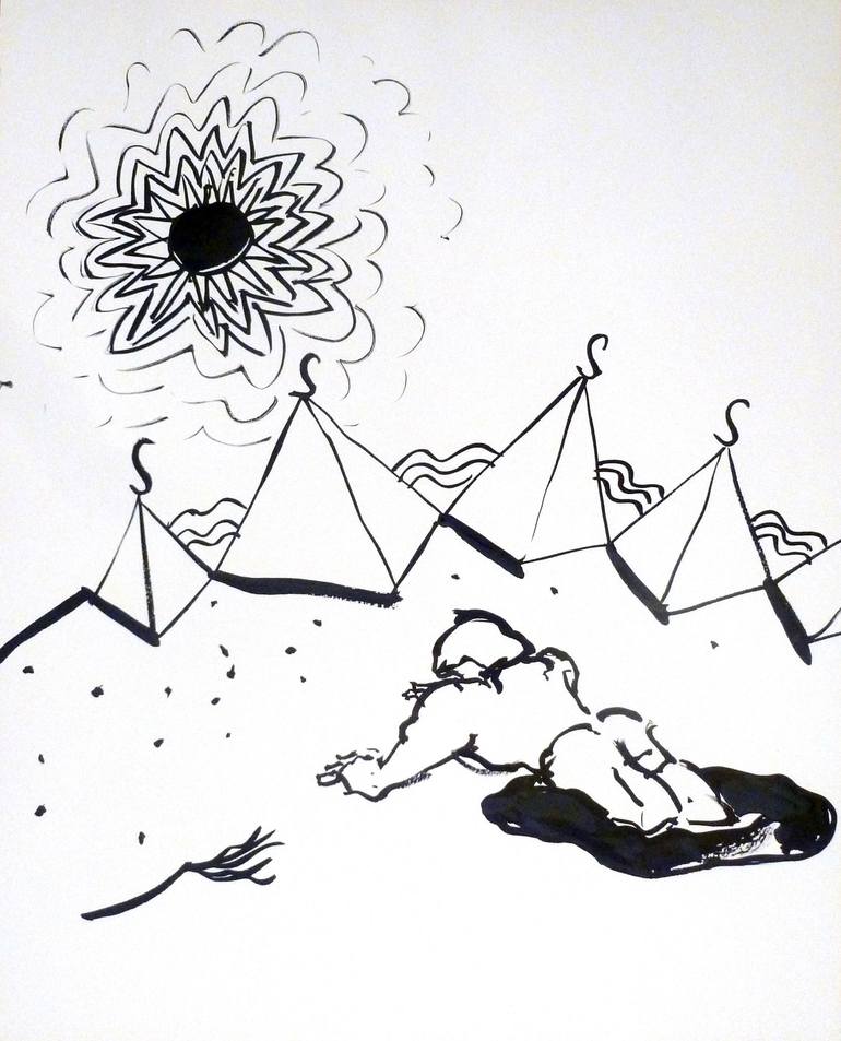 Learning to crawl. Drawing by H Schlagen | Saatchi Art