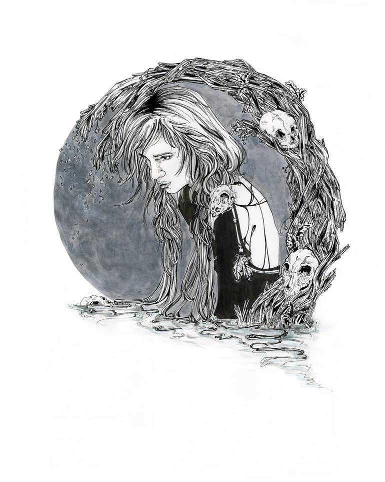 Drowned Woman Drawing by Erica Williams | Saatchi Art