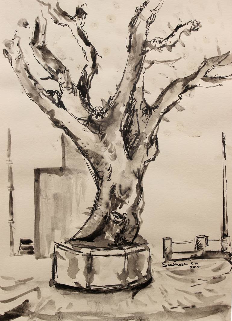 black tree 1 Painting by SANTHOSH C H | Saatchi Art