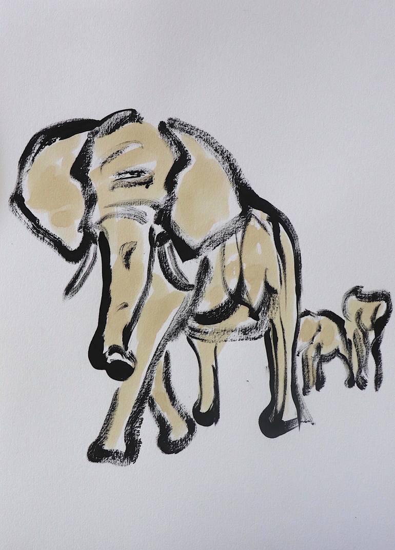 elephant 110 Painting by Santhosh C H | Saatchi Art
