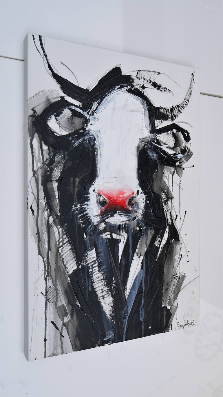 Cow With The Pink Nose 3 Painting by Irina Rumyantseva | Saatchi Art