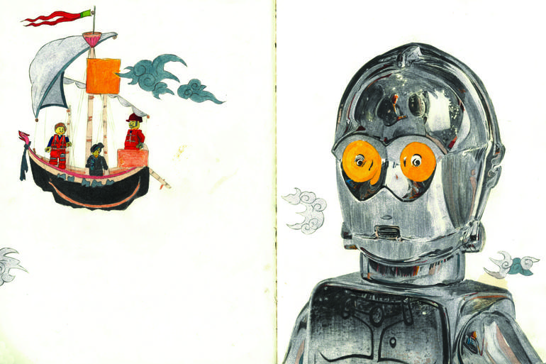 C-3PO and Seafarers Drawing by Hakan Sarkdemir | Saatchi Art