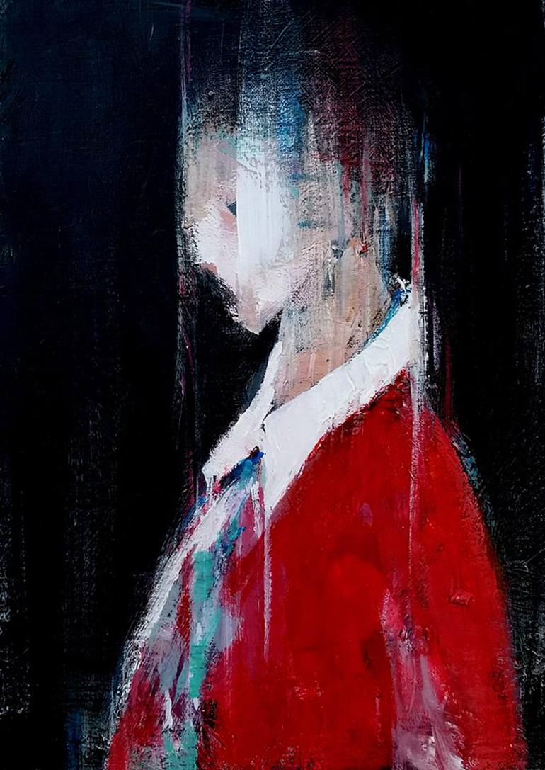 In Red Sweater Painting by Kanit Boonwit | Saatchi Art