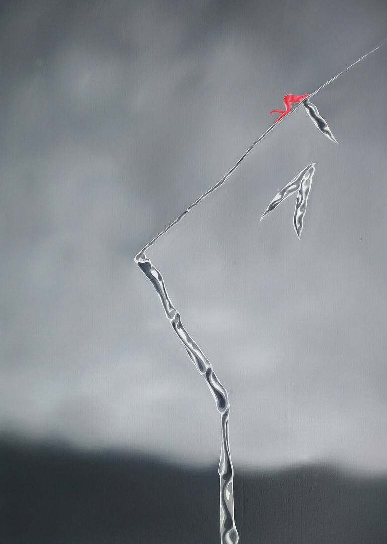 Red beauty and bamboo NO.02 Painting by Li Fang 李放 | Saatchi Art