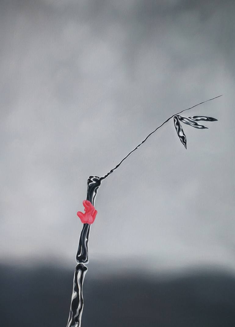 Red beauty and bamboo No.4 Painting by Li Fang 李放 | Saatchi Art