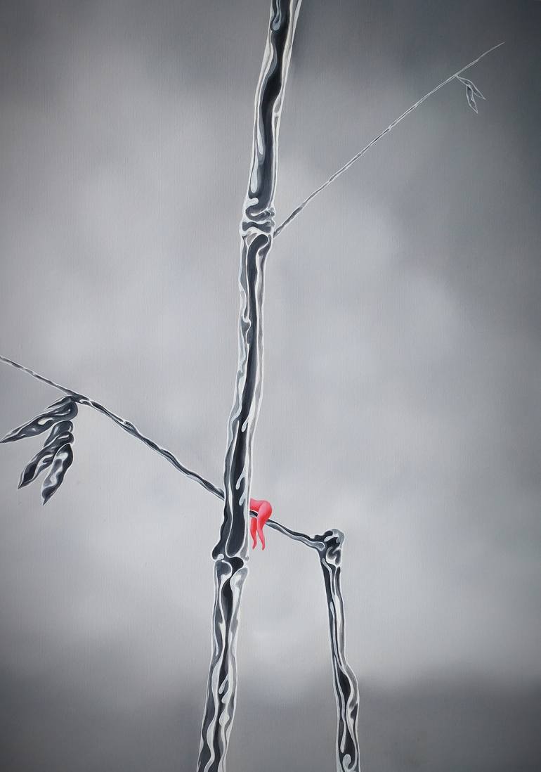 Red beauty and bamboo No.5 Painting by Li Fang 李放 | Saatchi Art