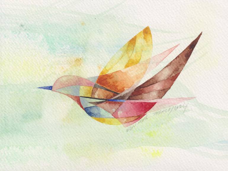 Broken Glass Bird Painting by Ebru Acar Taralp | Saatchi Art