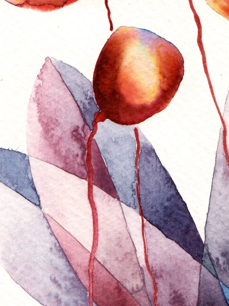 Brown Baloon Flowers Painting by Ebru Acar Taralp | Saatchi Art
