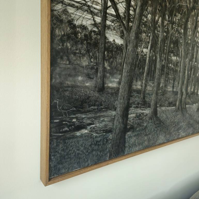 The Island, the Walkers, the Stream, the Bird Painting by Blondiau ...