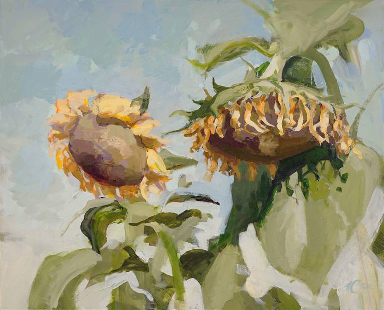 two sunflowers Painting by Mark Crenshaw | Saatchi Art