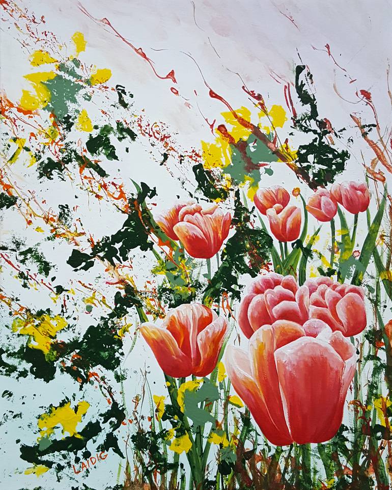 Edge Of A Tulip Garden Painting by Aarron Laidig | Saatchi Art