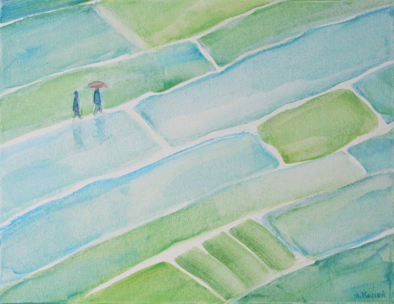 The rhythm of rice fields 4 Painting by Agnieszka Kozień | Saatchi Art