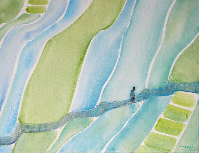 The rhythm of rice fields 8 Painting by Agnieszka Kozień | Saatchi Art
