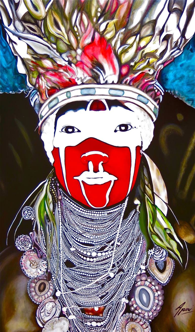 SILENT INDIAN Painting by APONI APONI | Saatchi Art