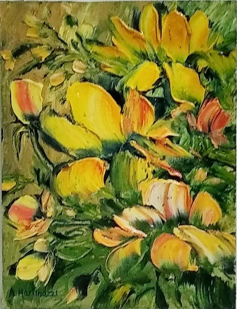 Golden corollas Painting by Anna Martinazzi | Saatchi Art