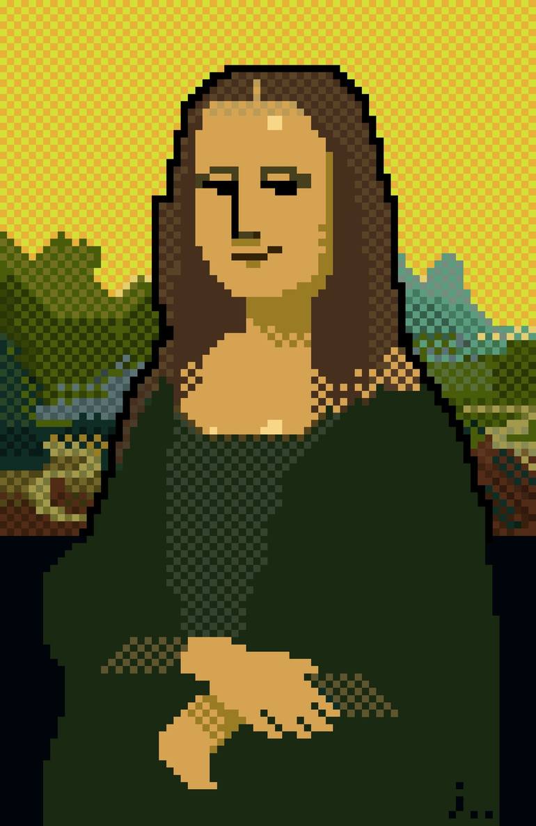 Pixel art 02(Reinterpretation series of famous paintings) Mixed Media ...