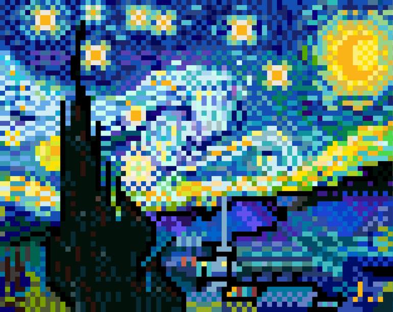 Pixel art 08(famous painting of reinterpretation series) Mixed Media by ...