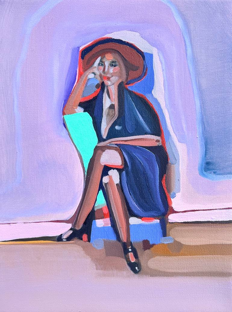 Seated Portrait in Purple Painting by Anna Bergin | Saatchi Art