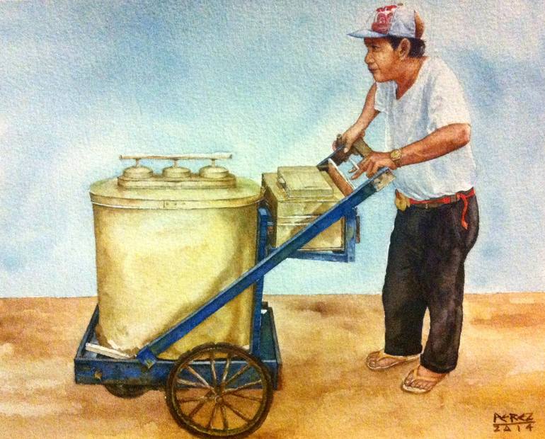SORBETERO (ICE CREAM MAN) Painting by Romualdo Rommel Perez | Saatchi Art