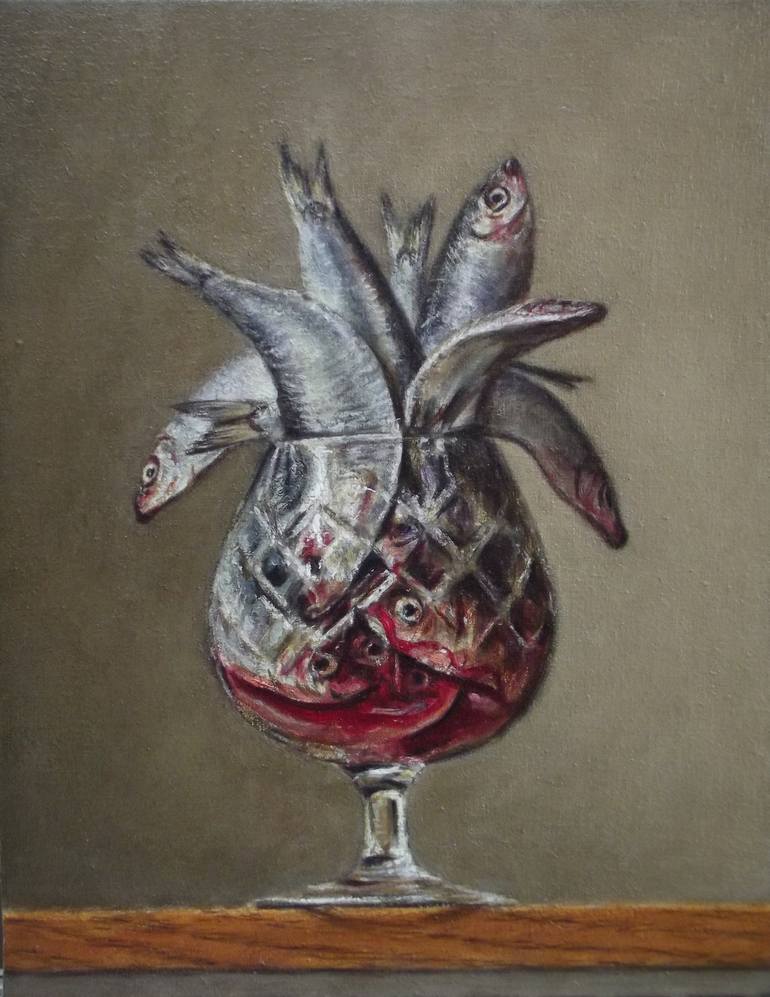 Sprats in a Brandy Glass Painting by Andy Swani | Saatchi Art