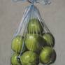 Granny Smith Apples in a Plastic Bag Painting by Andy Swani | Saatchi Art