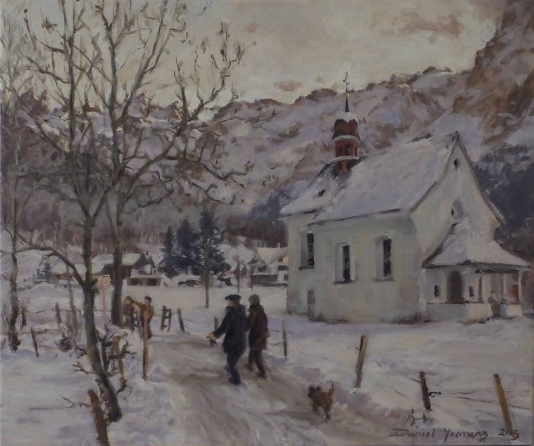 A drop of December light at the chapel Painting by Daniel Yeomans ...