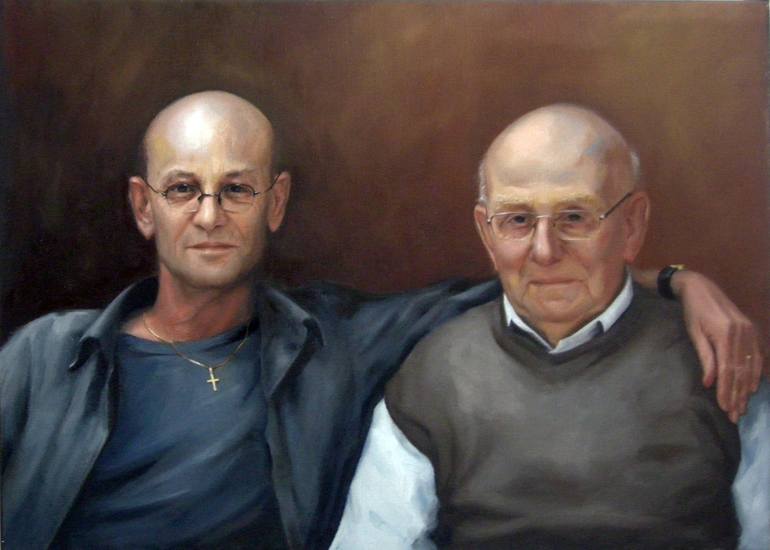 Peter and his dad Painting by Cornelia Rijkaart van Cappellen | Saatchi Art
