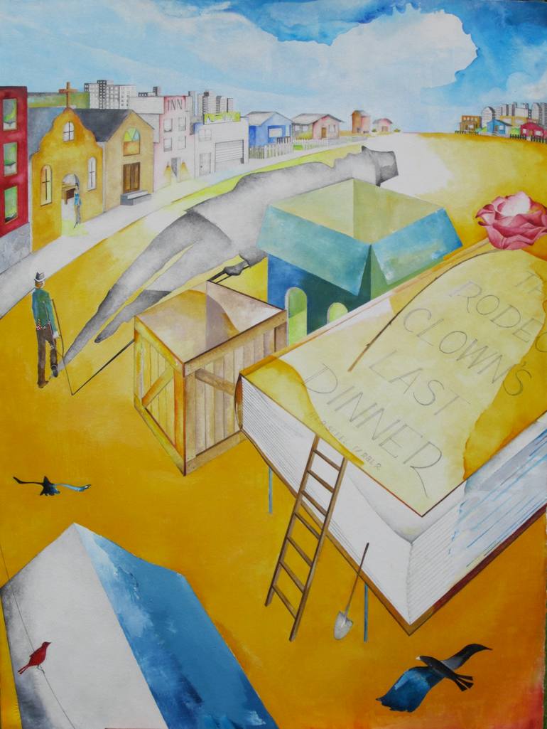 Rodeo Clown's Last Dinner Painting by Christopher Nowlin | Saatchi Art