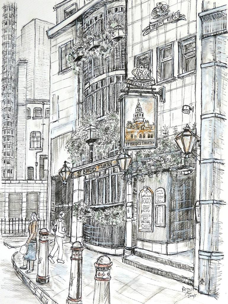 St Bride's Tavern Drawing by RENOS LAVITHIS | Saatchi Art