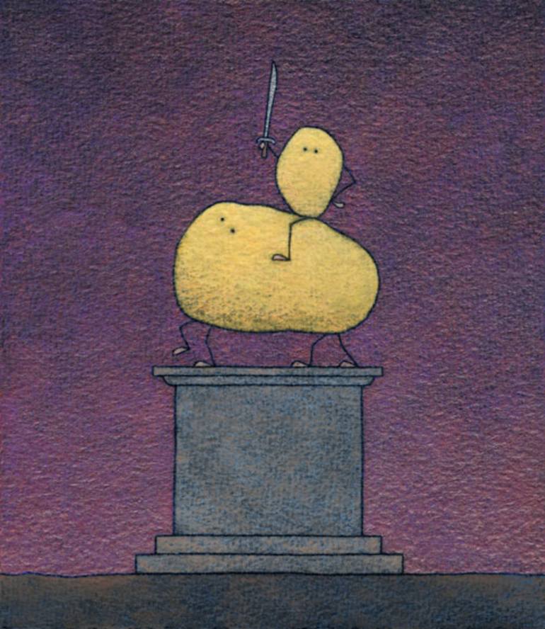 Equestrian Statue (with Potatoes) Painting by Brian Pike | Saatchi Art