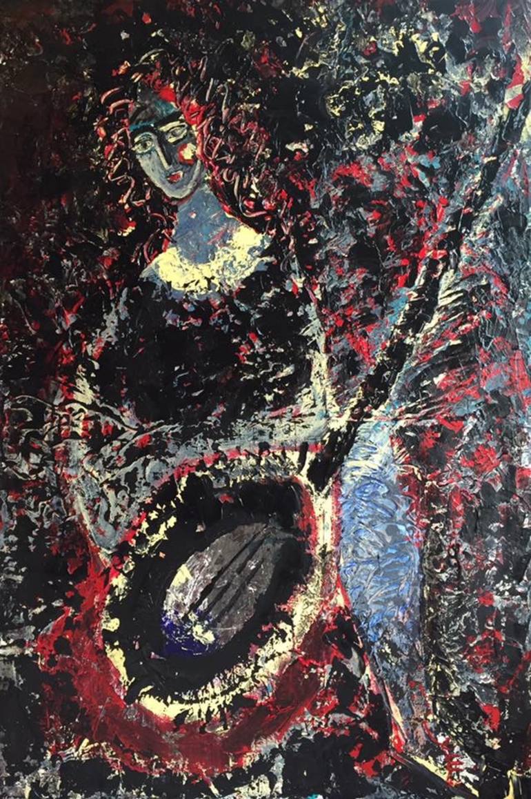 Mystery - from 'The Musician' series Painting by Ronak Moshiri ...