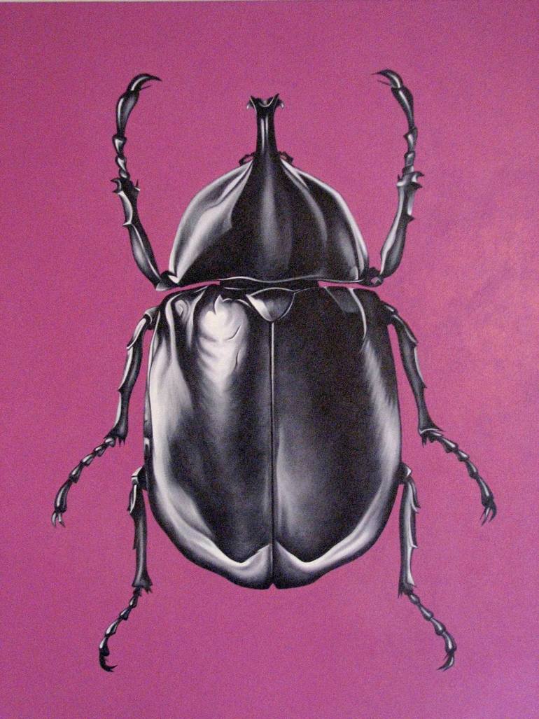 Floating Rhino Beetle Painting by Scott Zaragoza | Saatchi Art