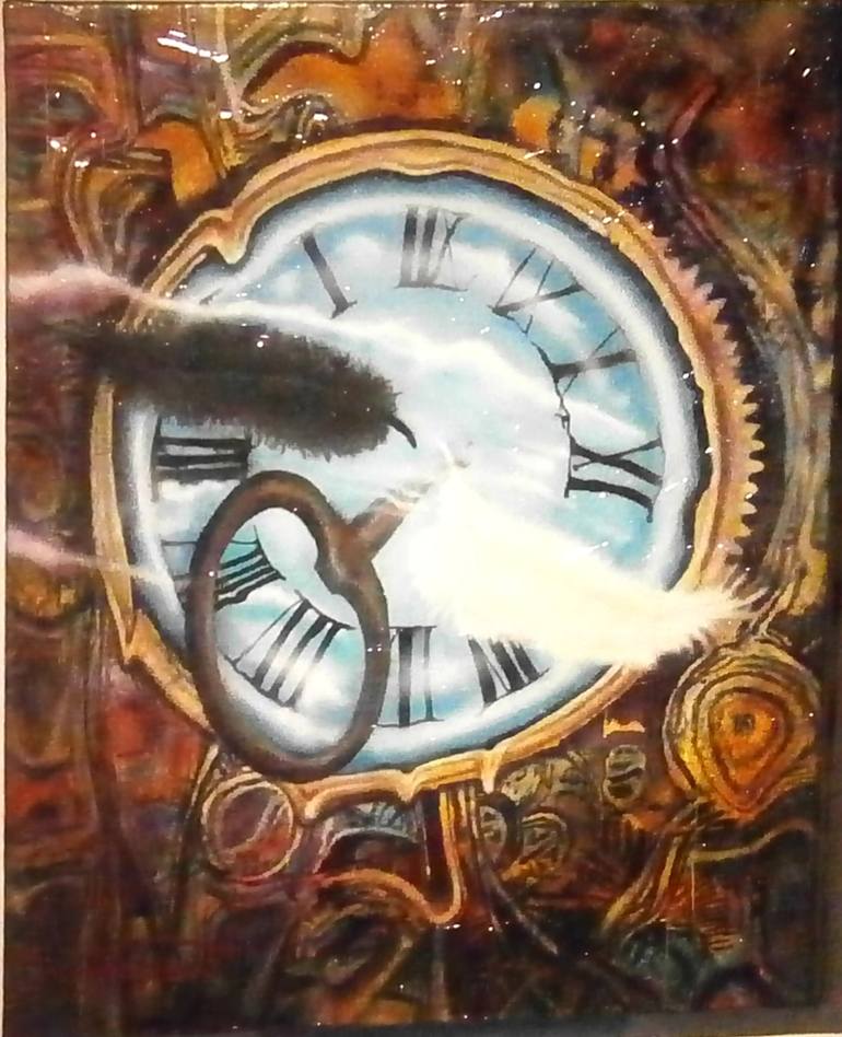 Horloge à l'envers du temps passé Painting by Luc Thebault | Saatchi Art