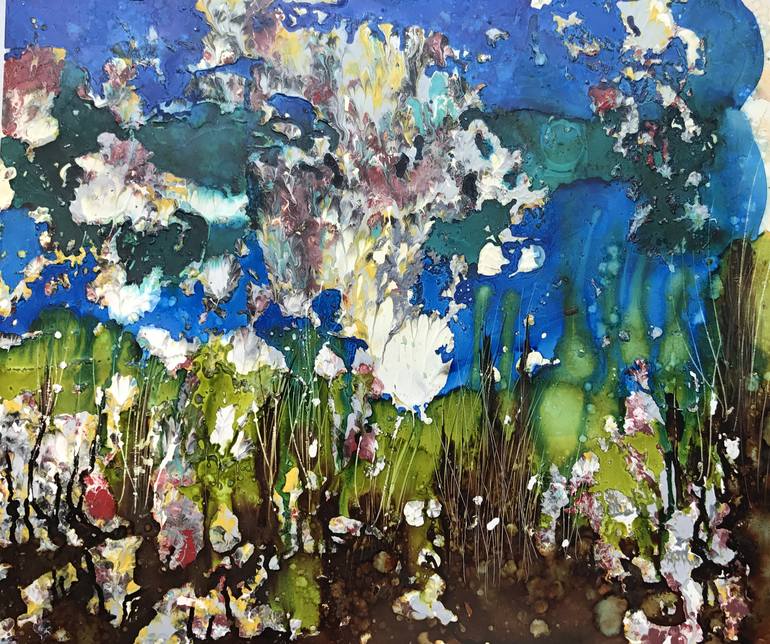 # 9 Blue Garden Painting by Sima Wewetzer | Saatchi Art
