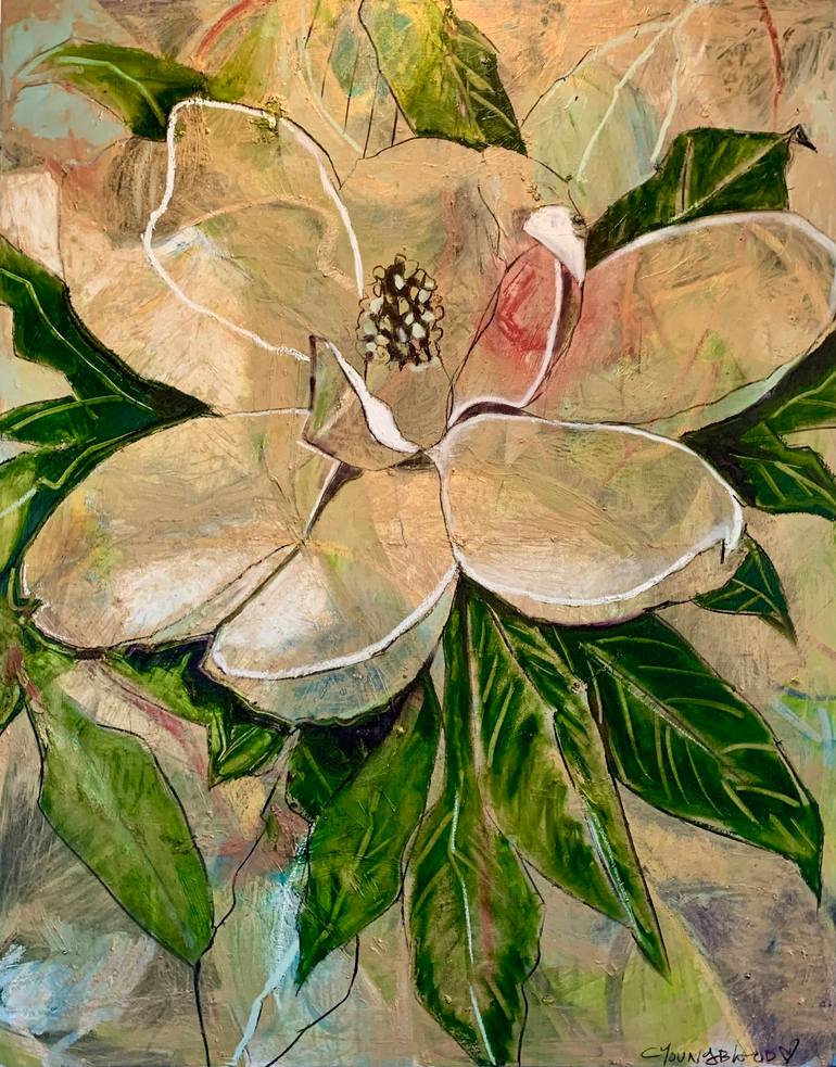 The Golden Magnolia Painting by Caroline Youngblood | Saatchi Art