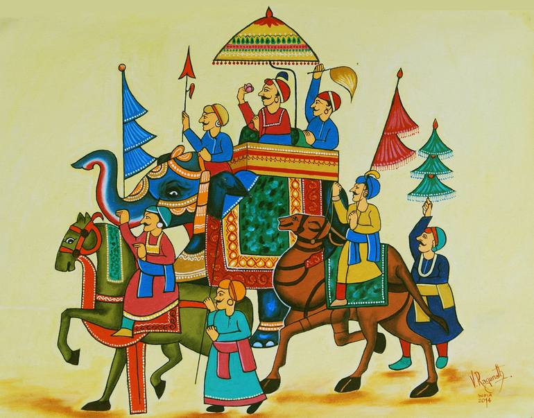 KING OF THE PROCESSION Painting by Ragunath Venkatraman | Saatchi Art
