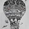 majestic hot air balloon flight Drawing by Oxana Zaika | Saatchi Art