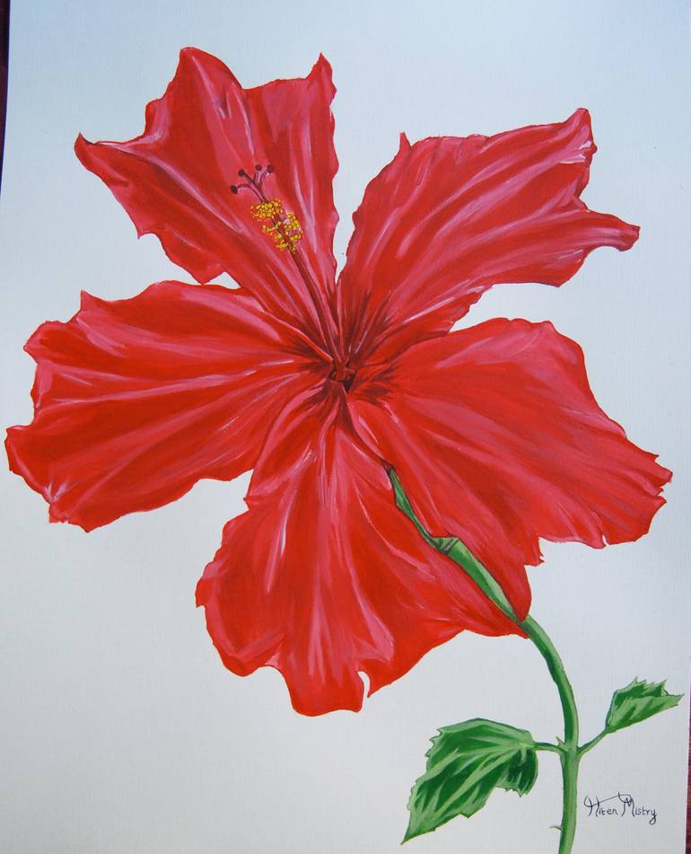 Hibiscus Painting by Hiten Mistry | Saatchi Art